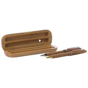 Office | Bamboo Ballpoint Pen And Pencil Set With Matching Bamboo ...